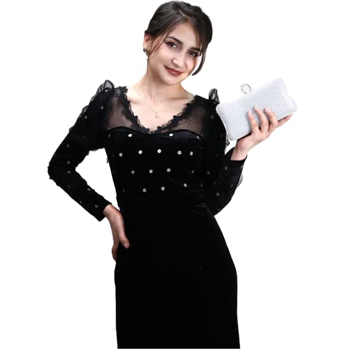 BESTYROCLY Silver Clutch Purses for Women Wedding,Rhinestone Purse Evening Bag Bride Handbag