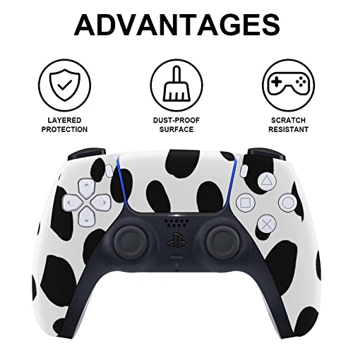 Black and White Animal Print Full Protective Skin Cover Design Wrap Decal Sticker Compatible with PS5 Digital Edition Console and Controller
