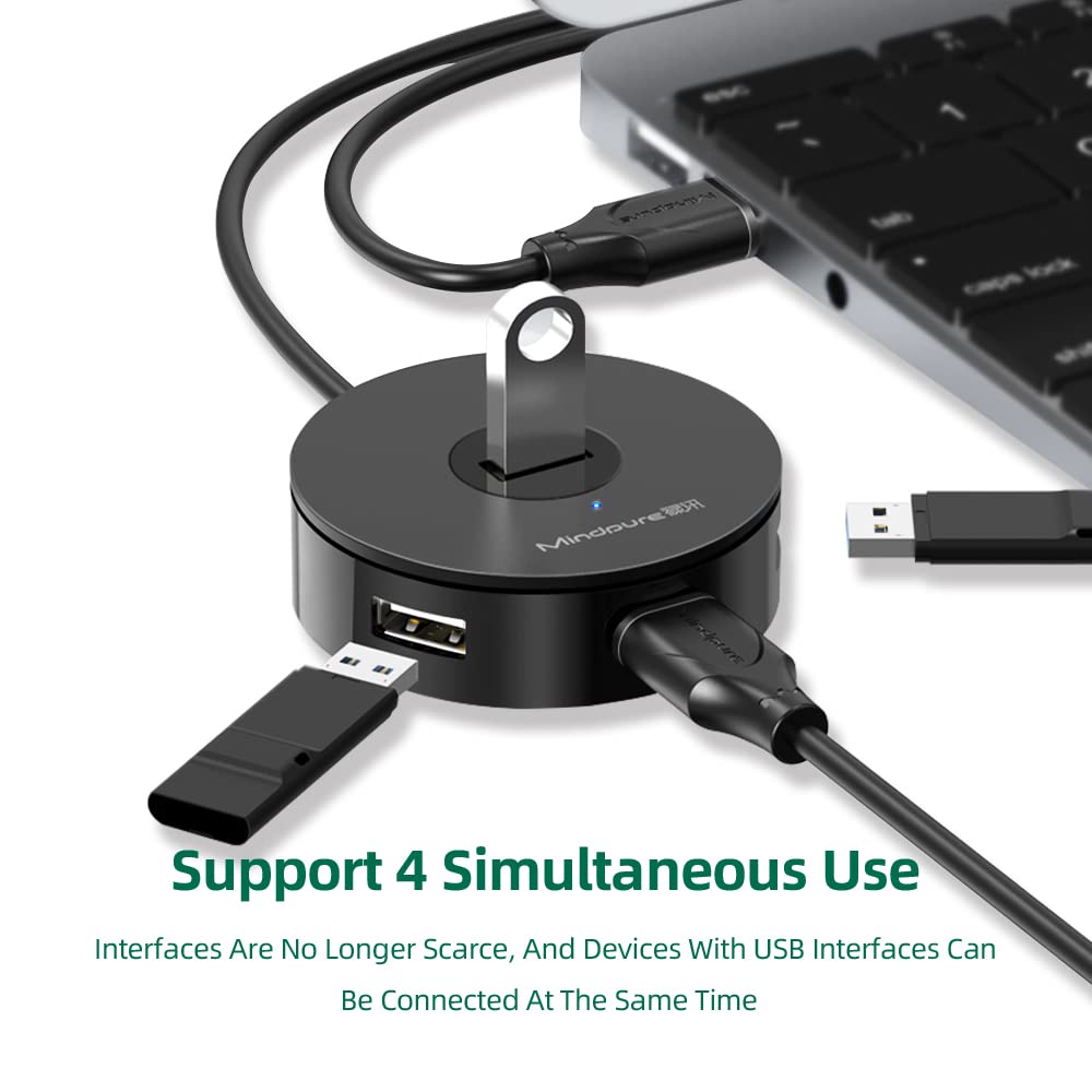 JORS USB2.0 hub, Portable 4-Port Adapter , Suitable for Printers, USB Splitter with a USB C to USB Adapter, Use with Card Readers, U disks (Black)