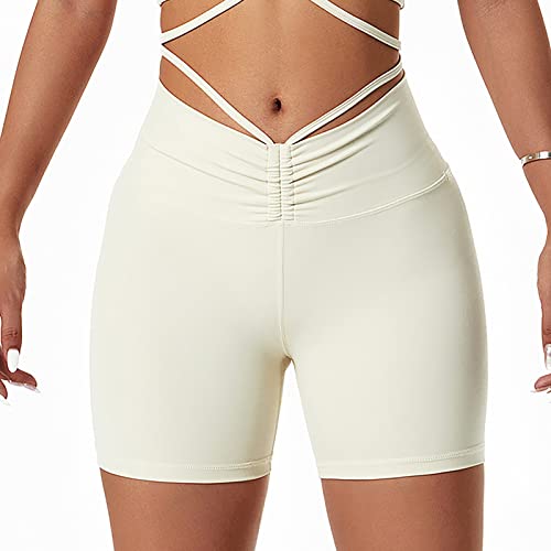 CATOO High Waist Patchwork Moisture Wicking Fitness Short Shorts Machine Washable Yoga Shorts For Running (XL)