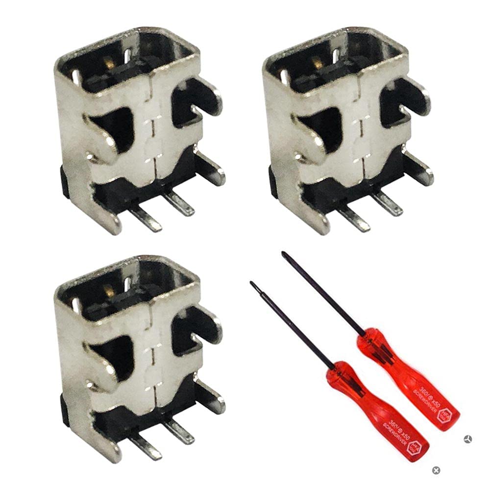 Rinbers Pack of 3 AC-DC Power Jack Input Charging Port Replacement for Nintendo 2DS / New 2DS XL/DS/DSi XL with Opening Tool Kit