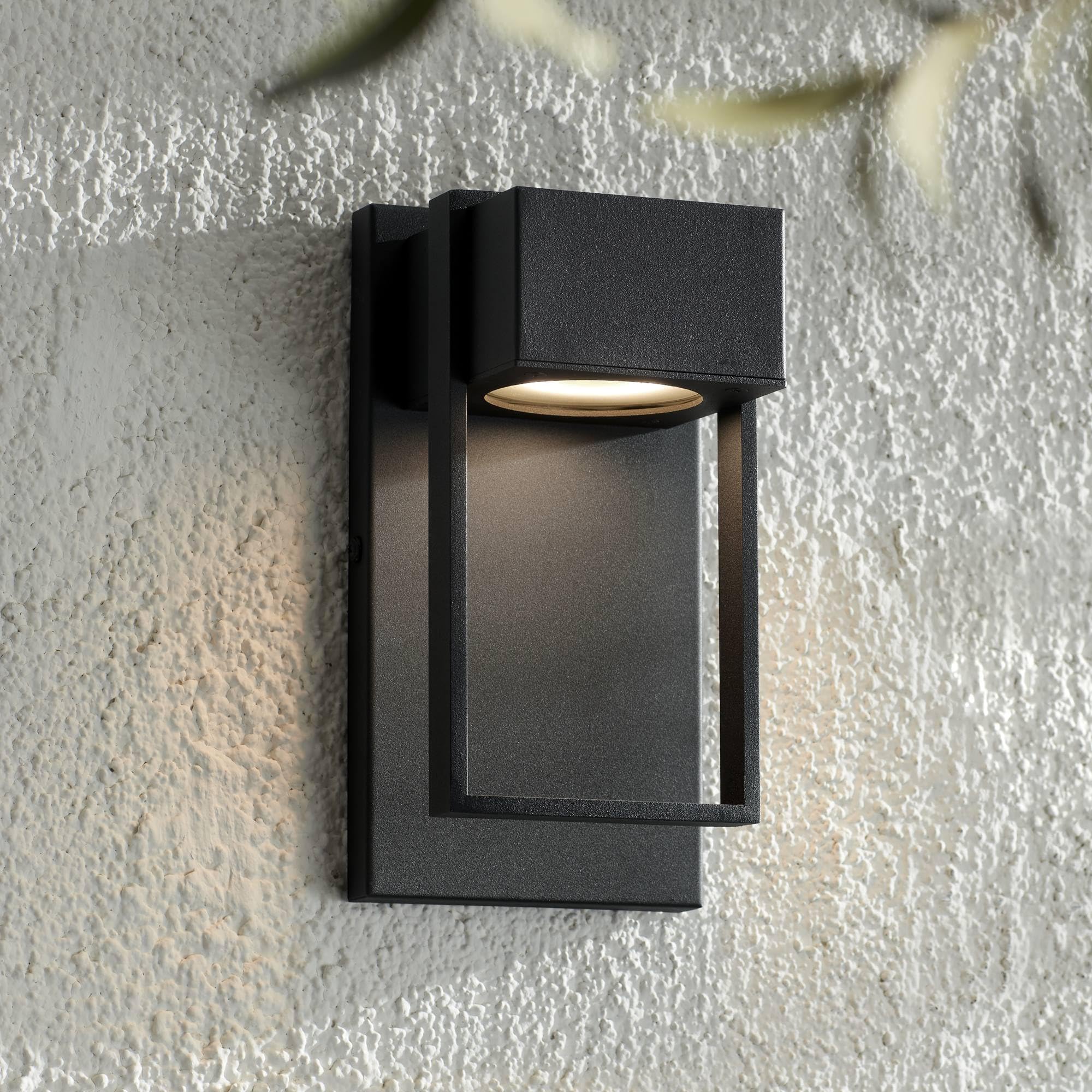 Possini Euro Design Pavel Modern Sconce Outdoor Wall Light Fixture LED Textured Black Metal 9 1/2" Crystal Downlight for Exterior House Porch Patio Outside Deck Garage Yard Front Door Garden Home