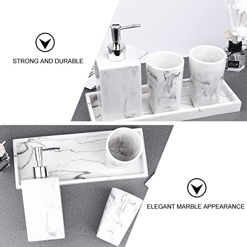 Cabilock 1 Set Bathroom Four Piece Set Dresser Tray White Ceramic Countertop Soap Dispenser Tray Soap Dispenser Organizer Sink Soap Dispenser Holder Soap Liquid Dispenser Nordic Toiletries