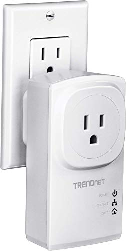 TRENDnet Powerline 500 AV Nano Adapter Kit with Built-in Outlet, Power Outlet Pass-Through, Includes 2 x TPL-407E Adapters, Plug & Play, Ideal for Smart TVs, Gaming, White, TPL-407E2K