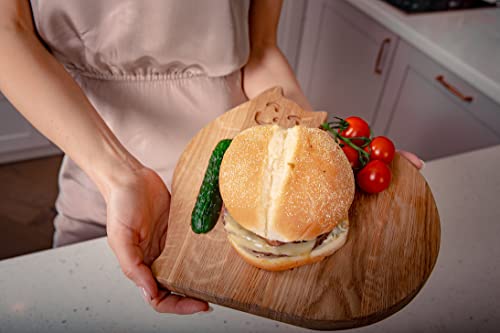 COOKAREA inspo, Heart Cat Premium Oak Cutting Board for Kitchen, Reversible, Serving board for Charcuterie, Vegetables and Meat, 10" x 10" x 1" (Oak, Natural)