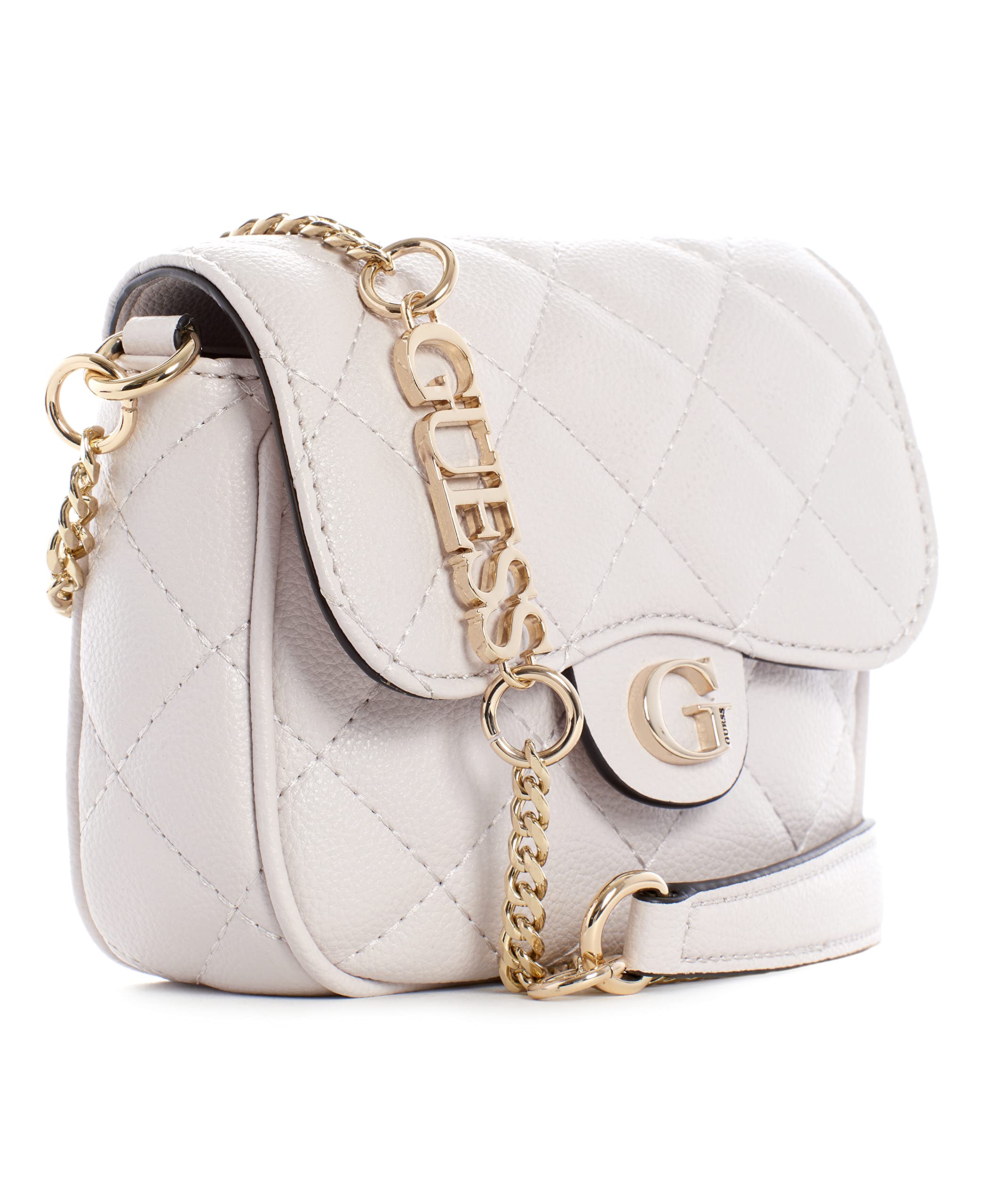 GUESS womens Gillian Mini Crossbody Flap, Stone, one size US