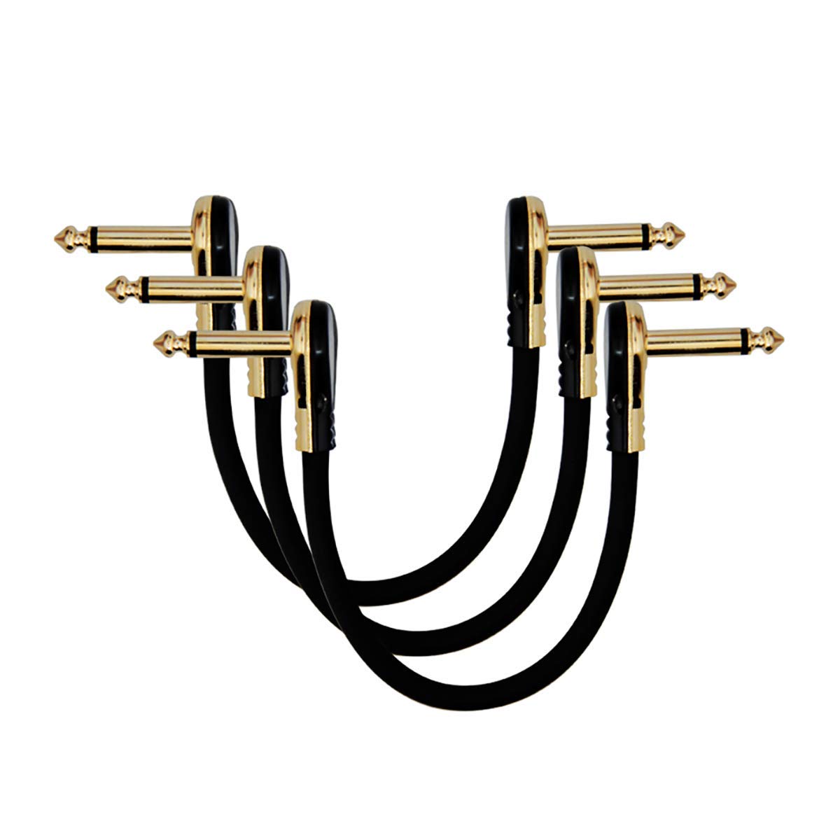 N / A Guitar Patch Cables Right Angle 6 Inch - Pedal, Effects, Patch, Instrument Cable Guitar Patch Cable 1/4 Inch Right Angle PVC for Instrument Jumper Cable 3 Pcs
