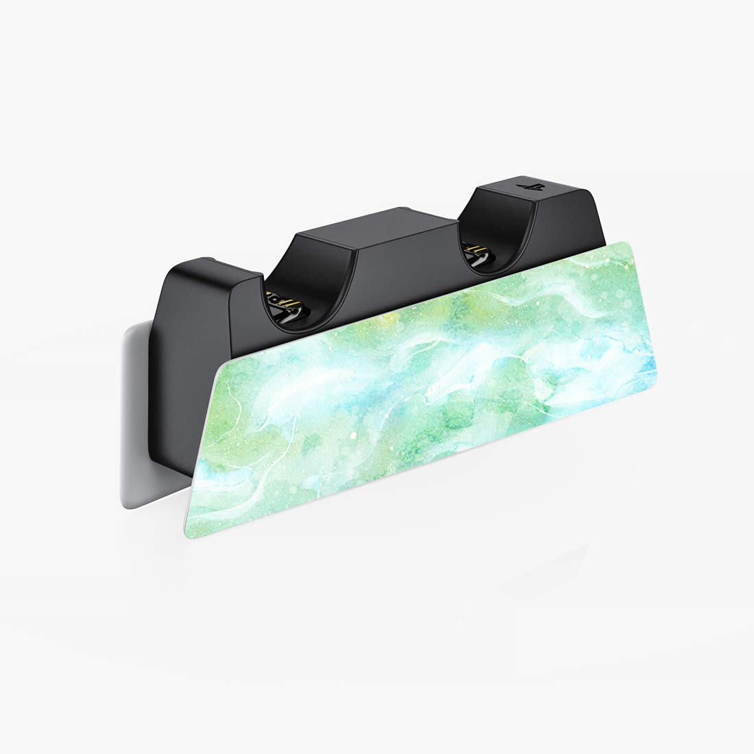 PlayVital Blue Green Watercolour Full Set Skin Decal for ps5 Console Disc Edition, Sticker Vinyl Decal Cover for ps5 Controller & Charging Station & Headset & Media Remote