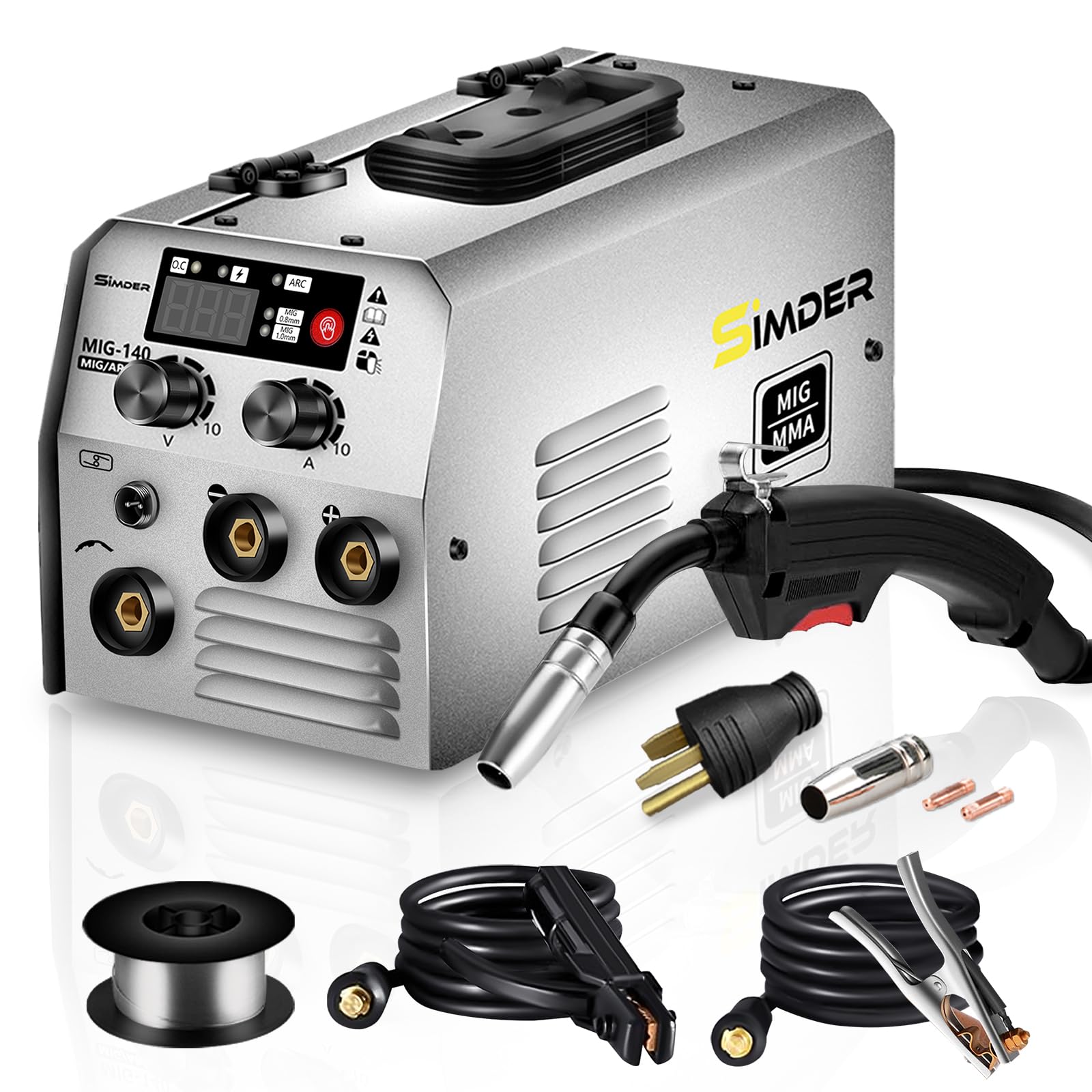 SSIMDER MIG Welder 140A 2 in 1 Stick/Flux Core Welder 110V/220v Dual Voltage Welding Machine with Flux Cored Wire MIG/ARC Welder IGBT Inverter Welder