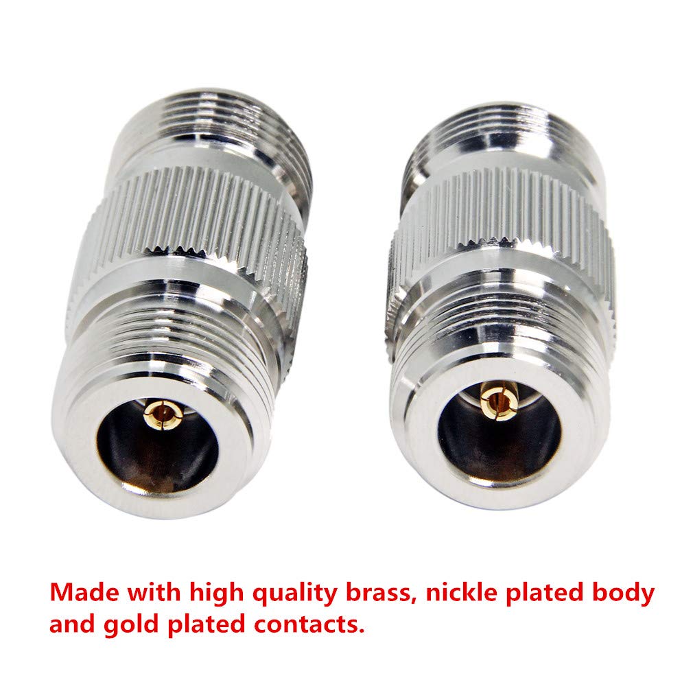 N Female to N Female, 2-Pack N Barrel Coupler Adapter, 50 Ohm Double Female Connector for Wilson Cell Booster, WiFi Antenna, CB Radio, Analyzer
