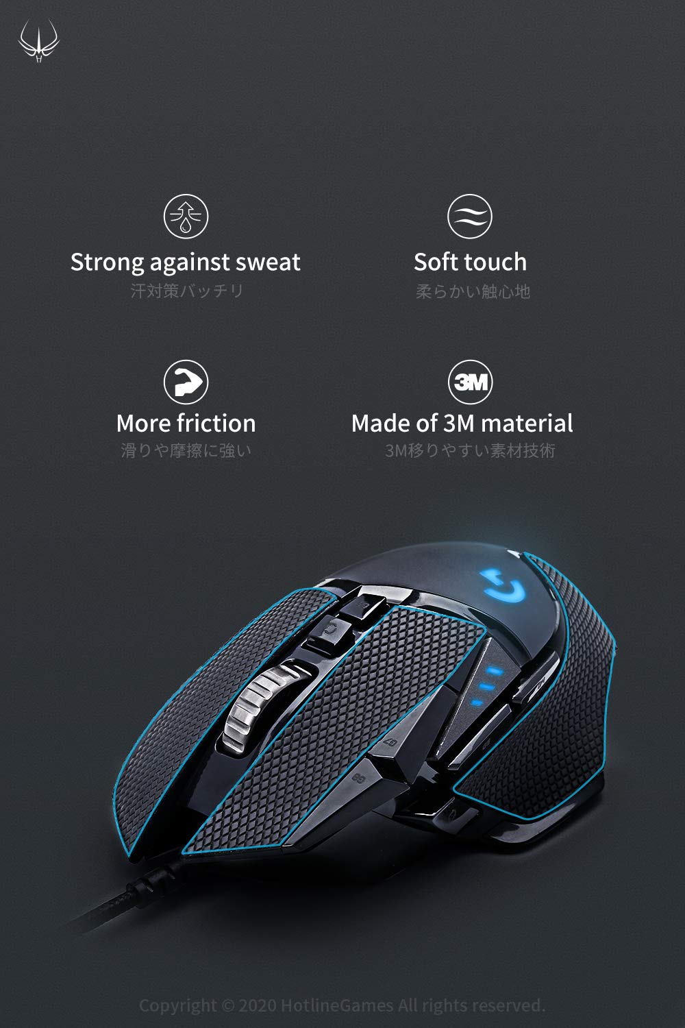 HOTLINEGAMES [Grip Upgrade] 2.0 Plus Mouse Anti-Slip Grip Tape Compatible with Model D- Gaming Mouse Skins,Mouse Grips Tape, Professional Mice Upgrade Kit,Sweat Resistant,Cut to Fit,Easy to Use