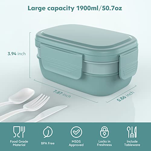 HOMETALL Bento Box Adult Lunch Box,3 Stackable Bento Lunch Containers for Adults, Modern Minimalist Design Bento Box with Utensil Set, Leak-Proof Lunchbox Bento Box for Dining Out, Work, Picnic