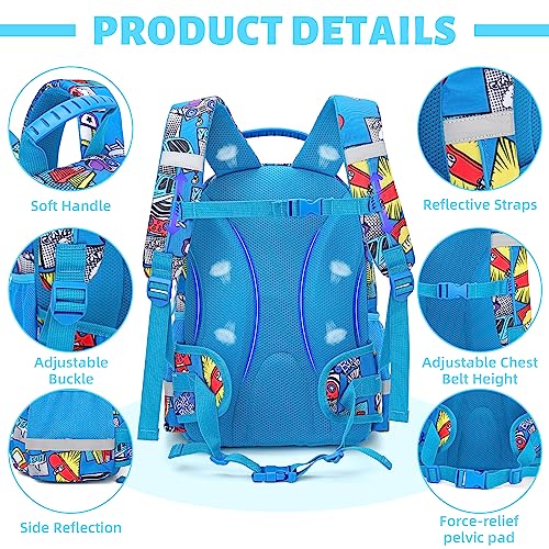 HTWO Toddler Backpack for Boys Backpacks Cartoon Kids Backpacks Passed CPSC Bookbag Suitable for Ages 3-5 With Pendant (Dark Blue)