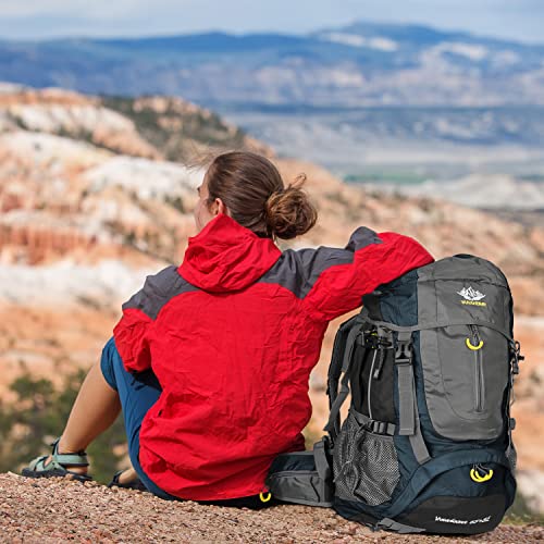 Esup 70L Hiking Backpack Camping Backpack Backpacking Backpack, Mountaineering Backpack with 65L+5L Rain Cover (Dark Blue)