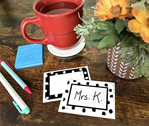 Black and White Painted Dots Name Tags/Labels - Multi-Pack