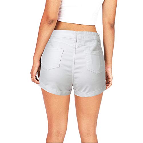New Low Waisted Mini Shorts ,THENLIAN Women Washed Ripped Hole Short Jeans Denim Pants Shorts(XXL, White)