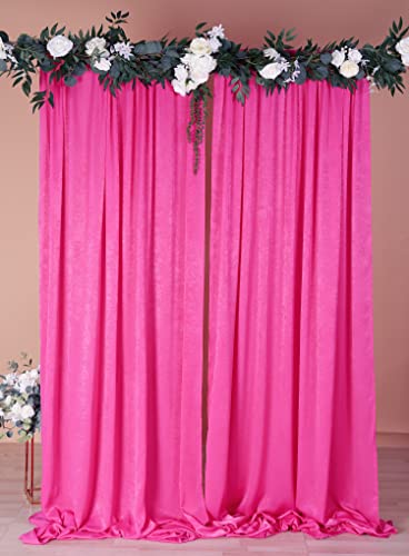 Cytdkve 2 Panels 4.8 Feet x 10 Feet Fushia Velvet-Like Wedding Backdrop Curtain Drapes, Silky Soft Window Curtains Panels for Wedding Ceremony Birthday Party Decorations