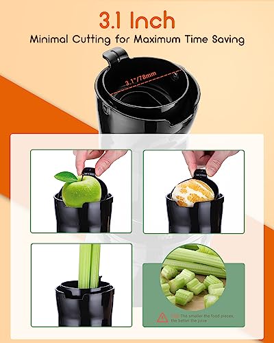 SOVIDER Compact Slow Masticating Juicer Machines- Up to 92% Juice Yield and 3.1" Wide Chute Cold Press Juicer for High Nutrient Fruits Vegetables Easy Clean with Brush Pulp Measuring Cup Reverse