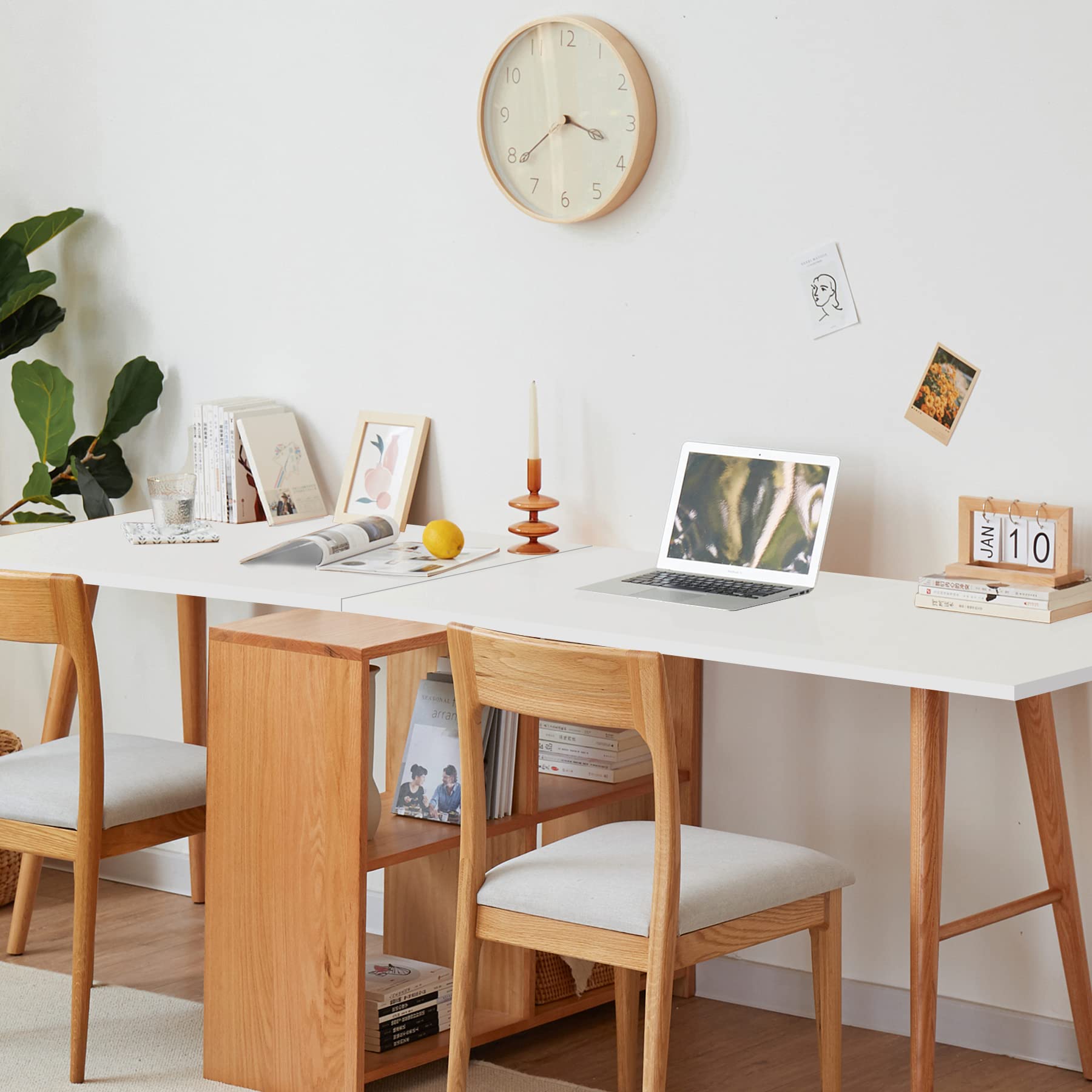 Kaboon 48x26 inches Tabletop, Solid One-Piece Desktop for Sit Stand Desk, Double Desks, L Desk DIY,Wood Countertop Home or Commercial Use,1 inch Thick,White, 26" D x 48" W