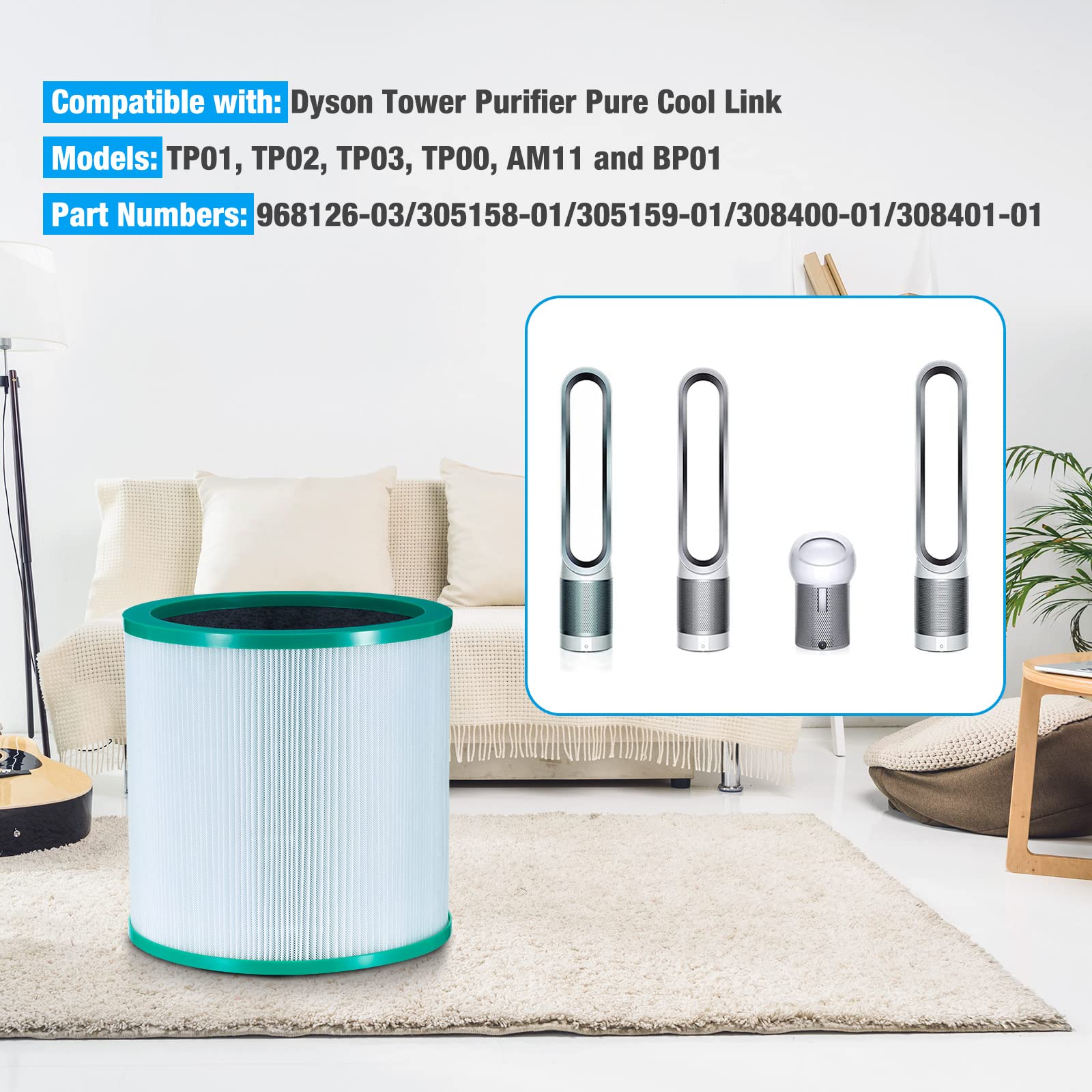 Housmile LV-H132 True HEPA and Activated Carbon Filters Set 3-in-1 Nylon Pre-Filter Compatible With Levoit LV-H132, LV-H132-RF - Pack of 2
