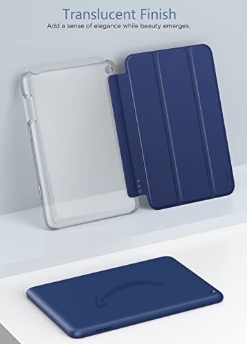 MoKo Case Fits Amazon All-New Kindle Fire 7 Tablet (2022 Release-12th Gen) Latest Model 7", PU Leather Trifold Stand Cover with Translucent Frosted Backshell with Auto Wake/Sleep, Indigo