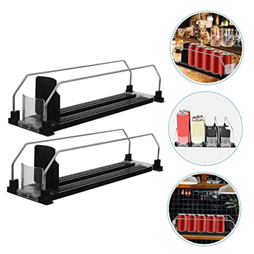 FELTECHELECTR Refrigerator Beverage Shelf Drink Dispenser Fridge Organizer 2pcs Drink Pusher Black Pulley Abs Air Curtain Cabinet Vending Machine Beverage Dispenser Fridge Drink Pusher