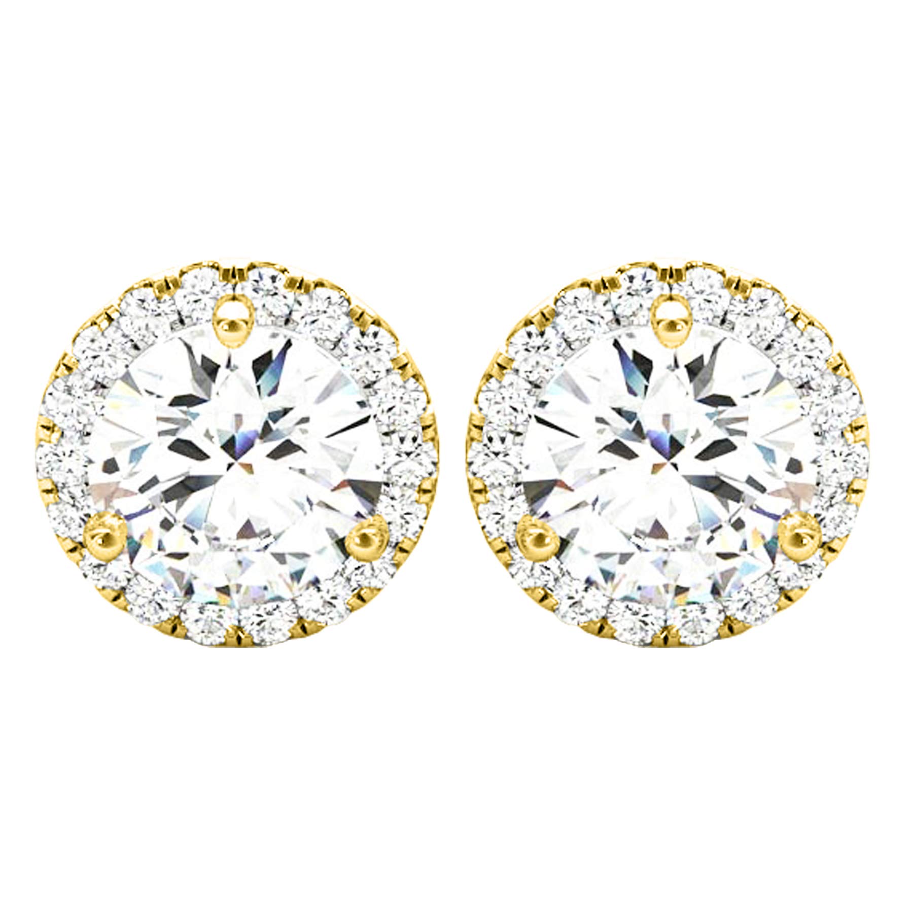 Houston Diamond District 1.51 Carat (ctw) Round Halo Diamond Earrings Value Collection 14K Yellow Gold