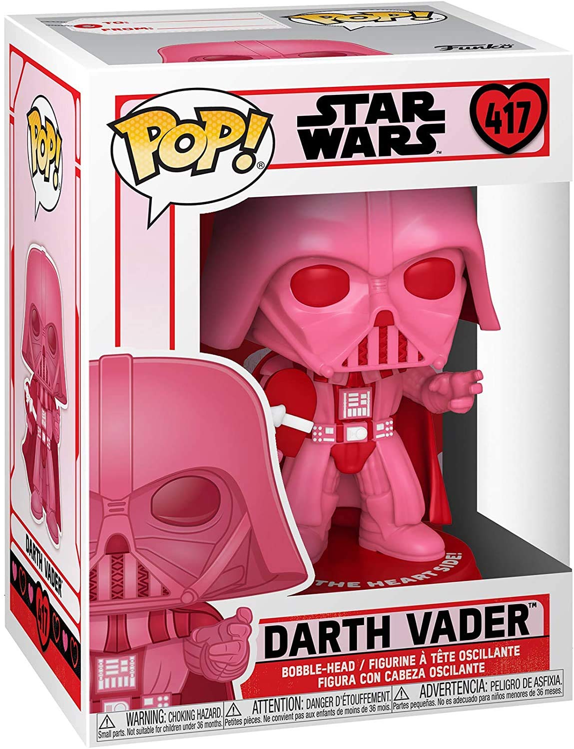 Star Wars: Valentines - Darth Vader with Heart Funko Pop! Vinyl Figure (Bundled with Compatible Pop Box Protector Case), Multicolor, 3.75 inches