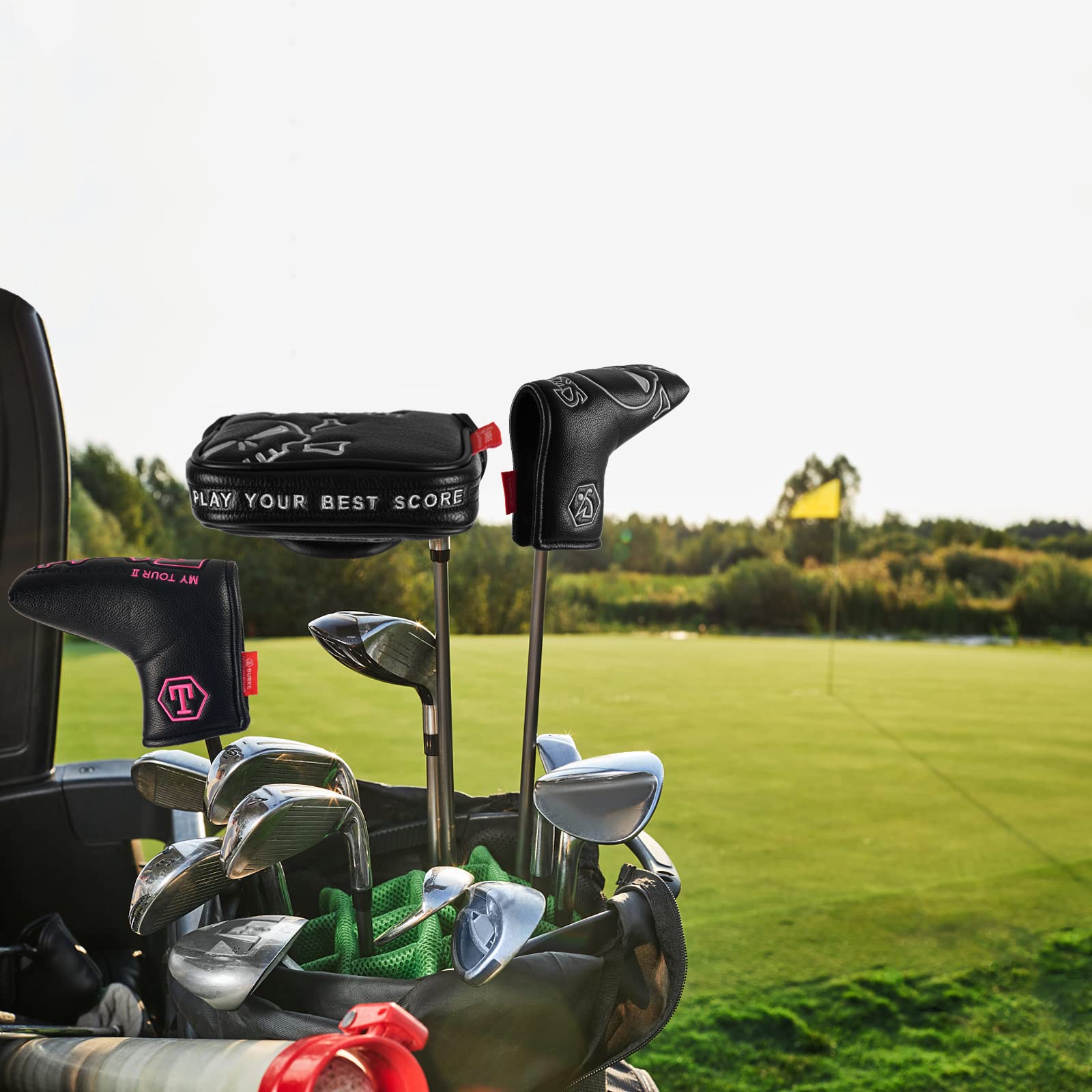 Burke Skull Golf Club Covers, Mallet Blade Golf Putter Cover with Magnetic Closure, Black Golf head covers for Scotty Cameron Odyssey Taylormade Putter