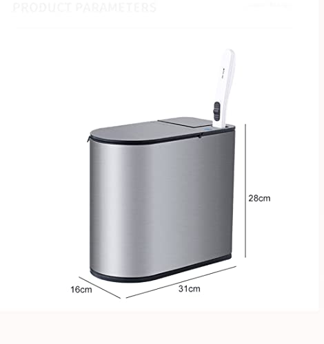 CZDYUF Stainless Steel Smart Trash Can Waterproof with Cover Toilet Brush Trash Bin Top Brand Luxury Business