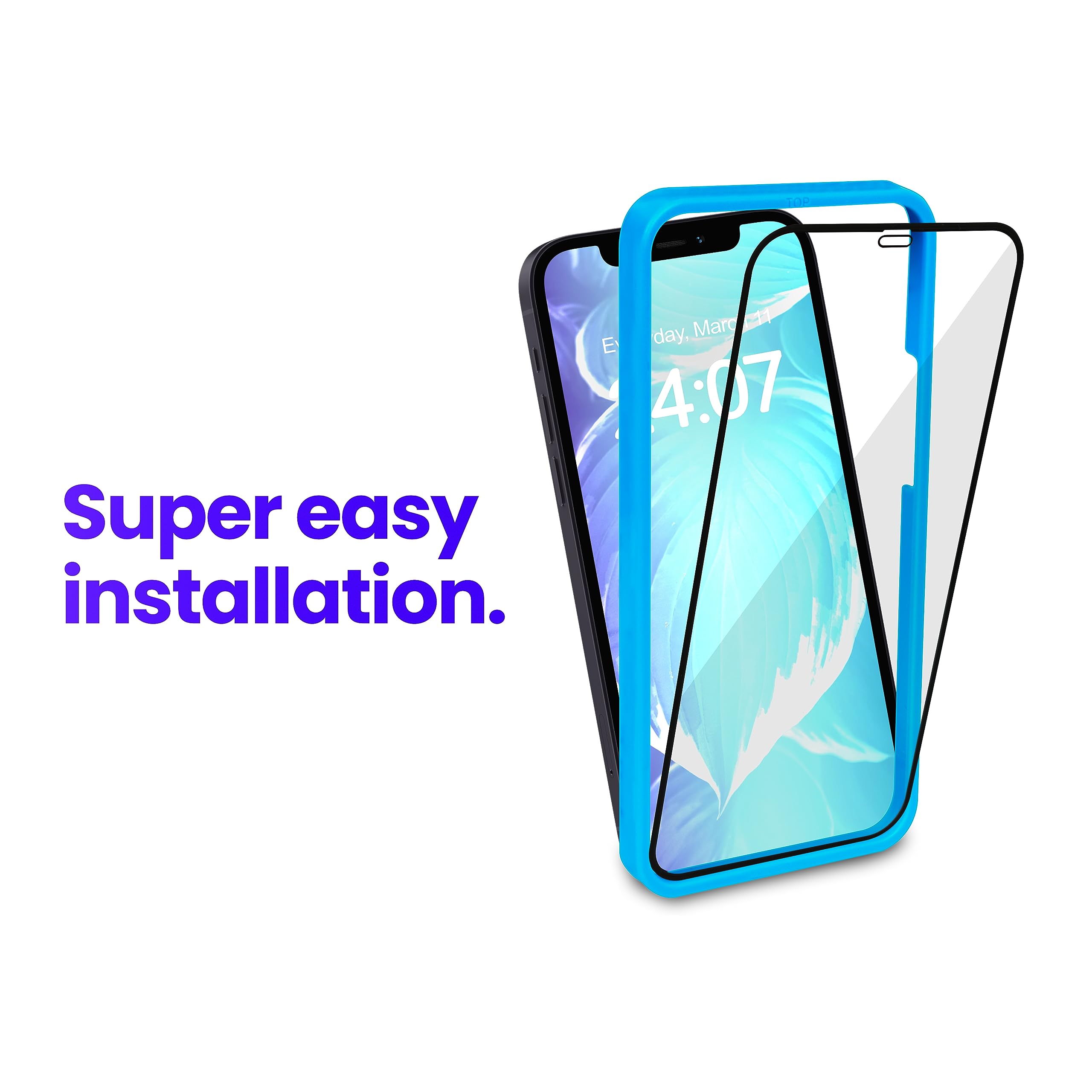 Bam Glass | 2 Pack Quality Tempered Glass Screen Protector for iPhone 13/13 Pro/14 6.1" | Durable + Shatterproof w/ Strong Rubber Edge Shock Absorbing Impact Protection | Case Friendly & Super Tough