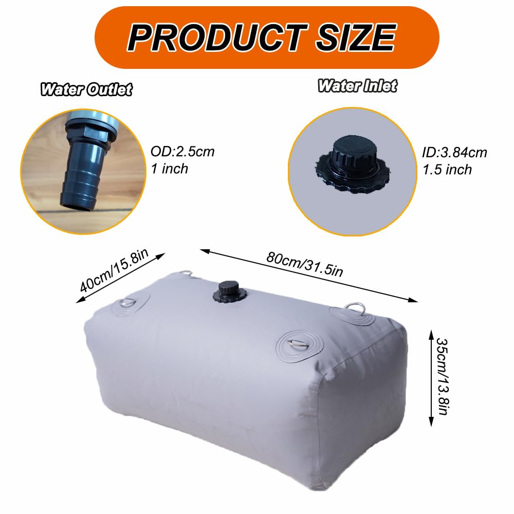 Bathtub Water Storage Bladder, Emergency Large Storage Containers, Portable Water Tanks for Camping, Garden, Outdoor, RV and Emergency Water Storage(29gal,Grey