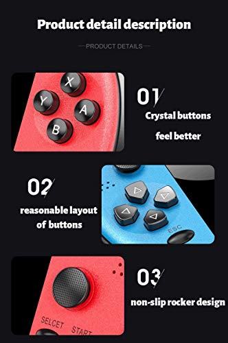 CZT New 5.1-inch Retro Video Game Console Build in 4800 Games of 9 emulators Handheld Portable Game Console Supports MP3/MP4/E-book with Rechargeable Lithium Battery mp3 mp4(Bluered)
