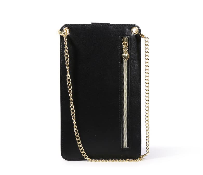 Cell Phone Purse Wallet Case Small Crossbody Bag with Chain Strap for iPhone 13 12 11 Pro Max XR OnePlus Nord N200 9 8 8T Galaxy S21 S20 Note 20 Ultra S21 FE A32 A52 A72 Sony Xperia 1 III 10 II(Black)
