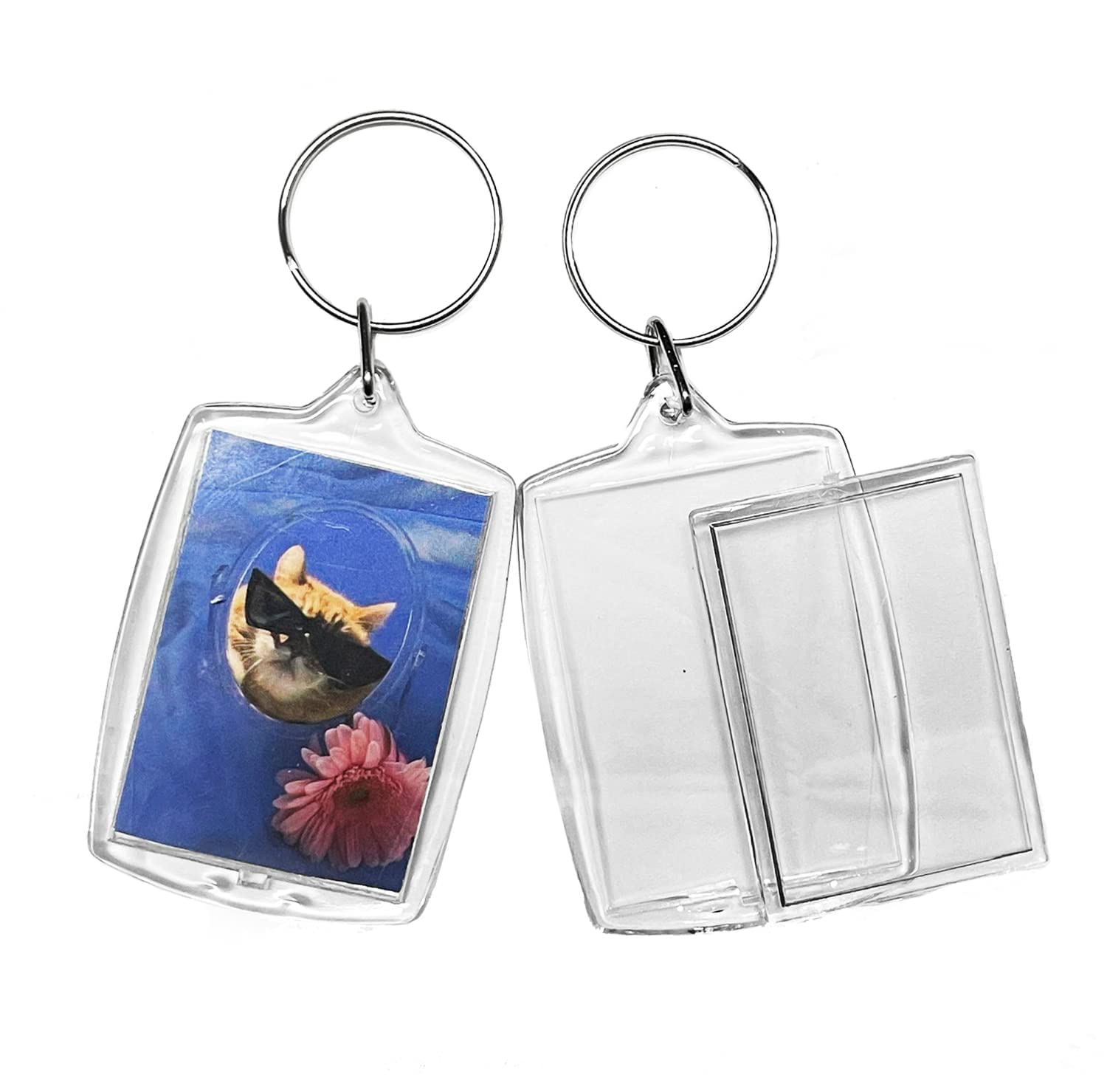 BetterJonny 20Pcs Acrylic picture Keychain Blanks Photo Keychain Clear in Photo Keychain Acrylic Picture Frame Keyrings (Rectangle)
