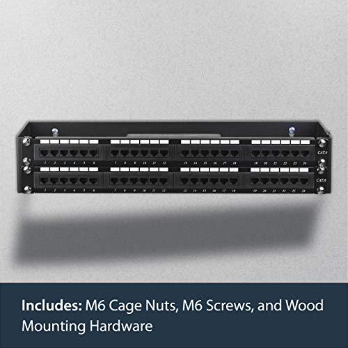 StarTech.com 2U Hinged Wall Mount Patch Panel Bracket - 6 inch Deep - 19" Patch Panel Swing Rack for Shallow Network Equipment- 22lbs (WALLMOUNTH2), Black