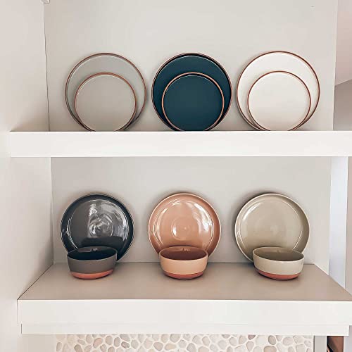 Mora Ceramic Flat Bowls Set of 4-25 oz- For Soup, Salad, Rice, Cereal, Breakfast, Dinner, Serving, Oatmeal, etc - Microwave, Dishwasher and Oven Safe Porcelain Bowl for Eating and Kitchen - Neutrals