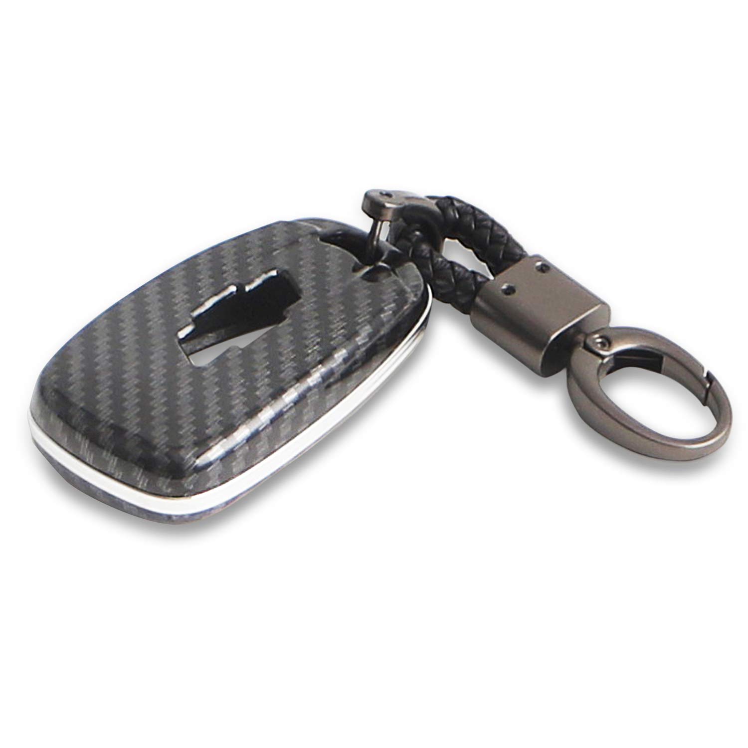 Black Glossy Carbon Fiber Key Fob Shell 3 4 5 Button Key Cover Case Keychain Compatible with Chevrolet Chevy Camaro Malibu Cruze Spark Volt 2016 2017 2018