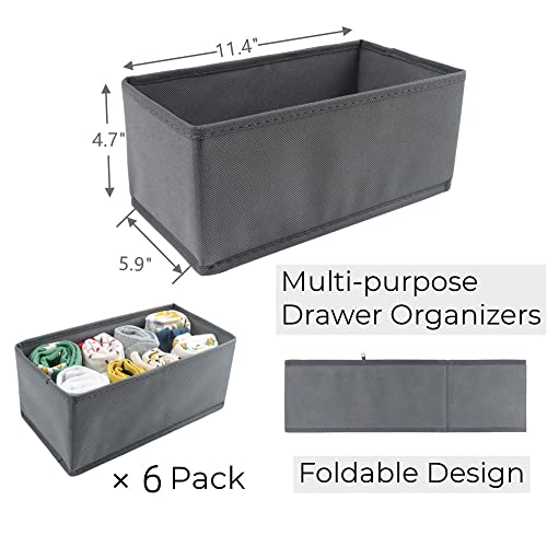 KIKILIE 6 Pack Drawer Organizers for Clothes, Foldable Underwear Drawer Organizer, Closet Clothing Dividers Drawer Dividers Multi-purpose for Shirts, Bra, Socks and Panties (DD5250)