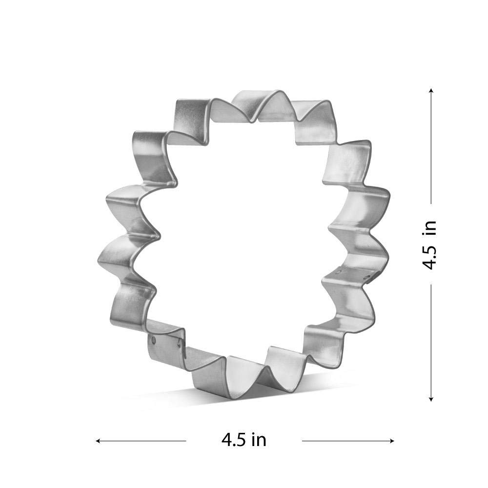 COOKIECUTTER.COM Large Sunflower Cookie Cutter 4.5 Inch –Tin Plated Steel Cookie Cutters – Large Sunflower Cookie Mold