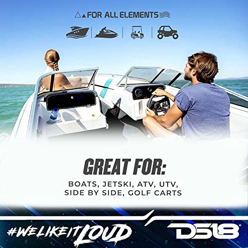DS18 MRX100 Marine Boat Head Unit - 2 Zones, 4 Volts Output, RDS 4X40 Watts, TFT Video Screen, No CD Player, Bluetooth Audio, IPX6 Rated, USB, MP3, AM/FM Radio Receiver