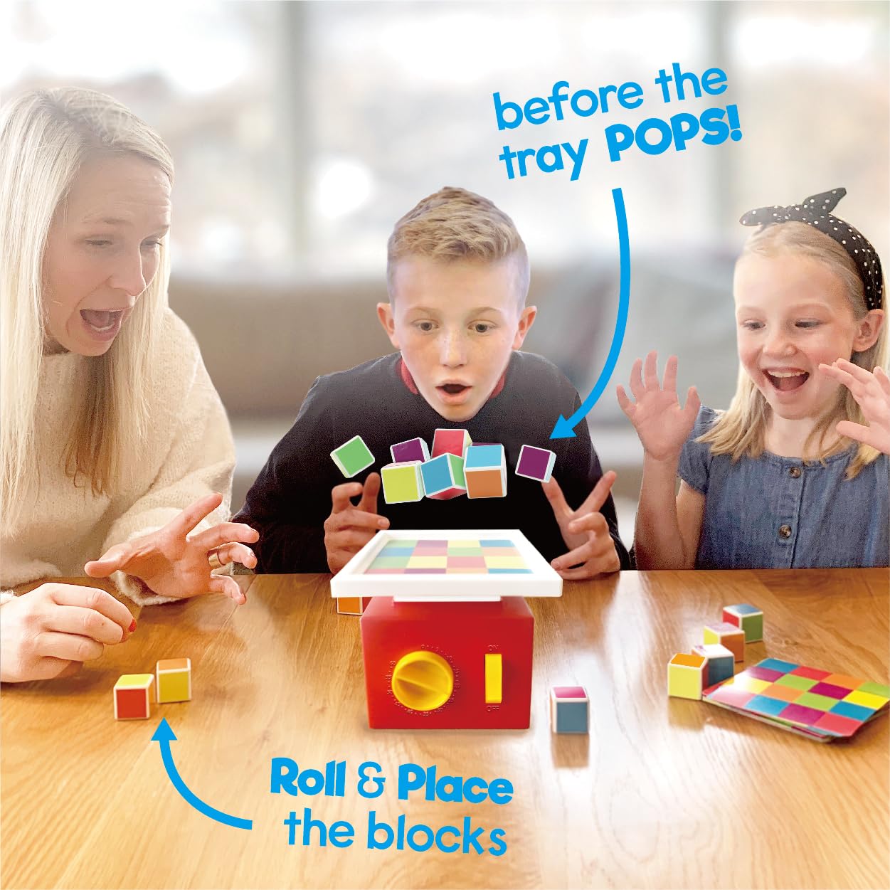 ROO GAMES Kaboom Blocks - Fast-Paced Matching and Building Game - for Ages 7+ - Board Game for Kids - Match and Build The Pattern Before The Board Pops!