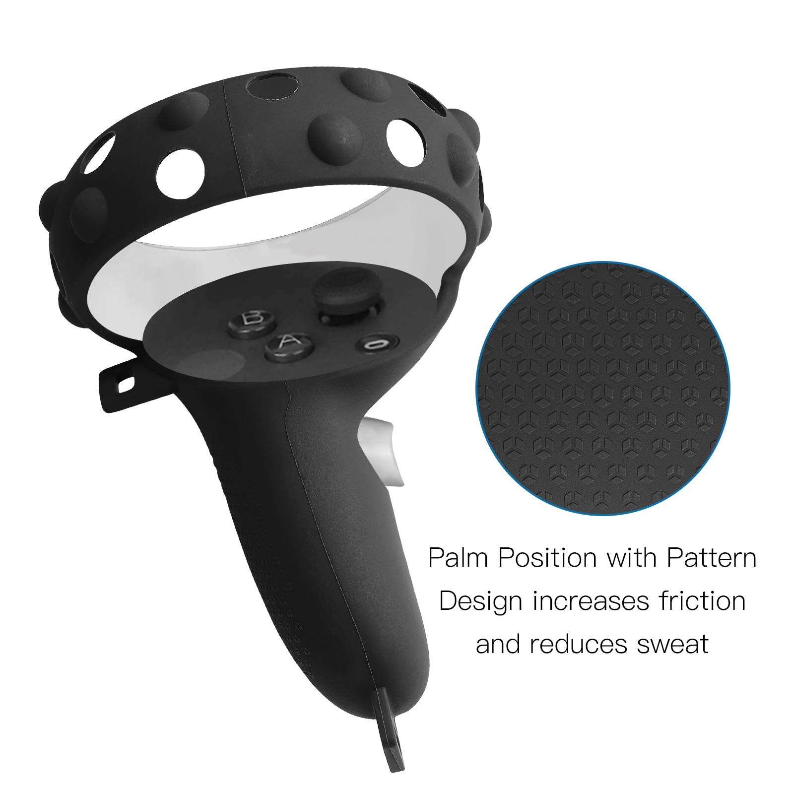 NANW Touch Controller Grip Cover Compatible with Oculus Quest 2, Handle Elastic Knuckle Silicone Straps Protective Skin Case Anti-Throw Handle Protective Sleeve for Quest 2-Black