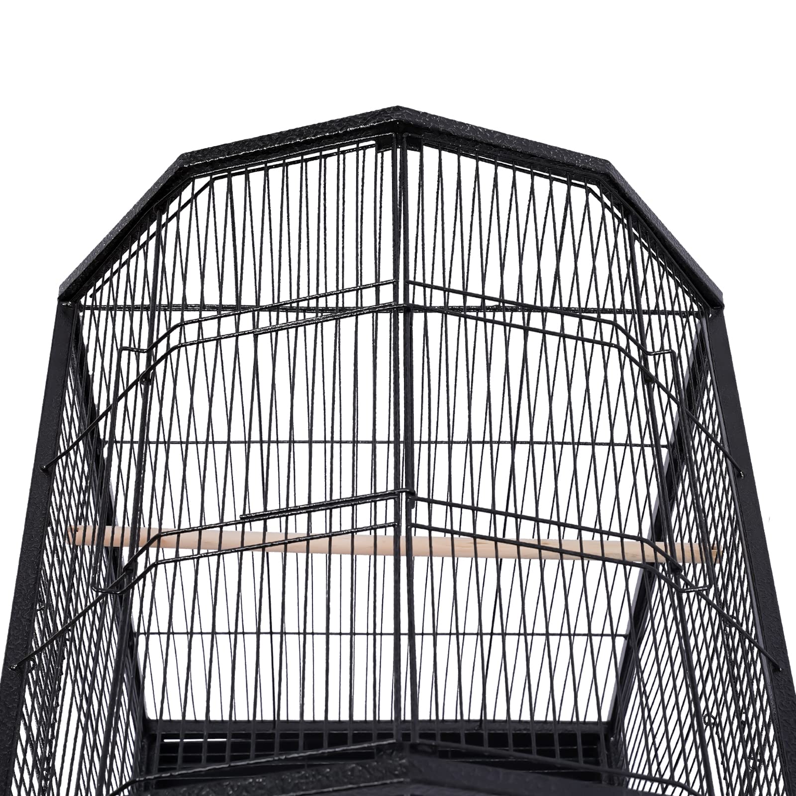 Bird Cage,Black Large Bird Cage with Rolling Stand,Large Pet Cage with Wheels,Cockatiel Parakeet Finch Parrot Birdcage 5 Door (17.9" L x 17.9" W x 39.9" H)