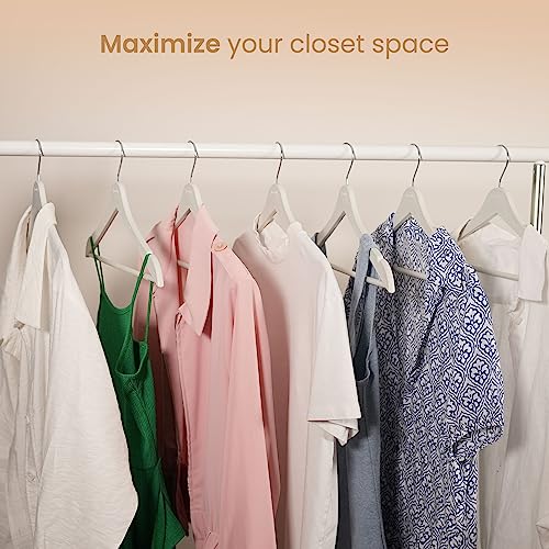 D'orcia Home Clothes Hanger - Heavy Duty Durable Coat and Clothes Hangers - 20 Pack Clothes Hangers Plastic - Non-Slip Clothes Hangers - Wood Look Space Saving Hangers - 360 Degree Swivel Hook (White)