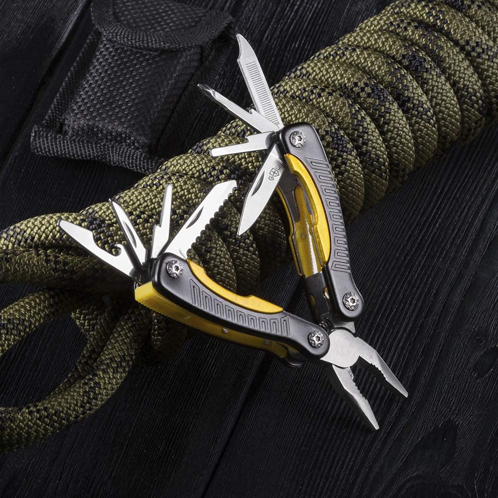 Bundle of 2 Items - Pocket Knife - Survival Military Foldable Knife - Best Outdoor Camping Hunting Bushcraft EDC Folding Knife - Mini Multitool Knife 12 in 1 - Small Pocket Multi Tool with Pliers