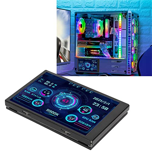 Computer Temp Monitor, Plug and Play USB Type C Interface PC Temperature Display IPS Full View Display Mini Screen 320x480 for Home(Black)