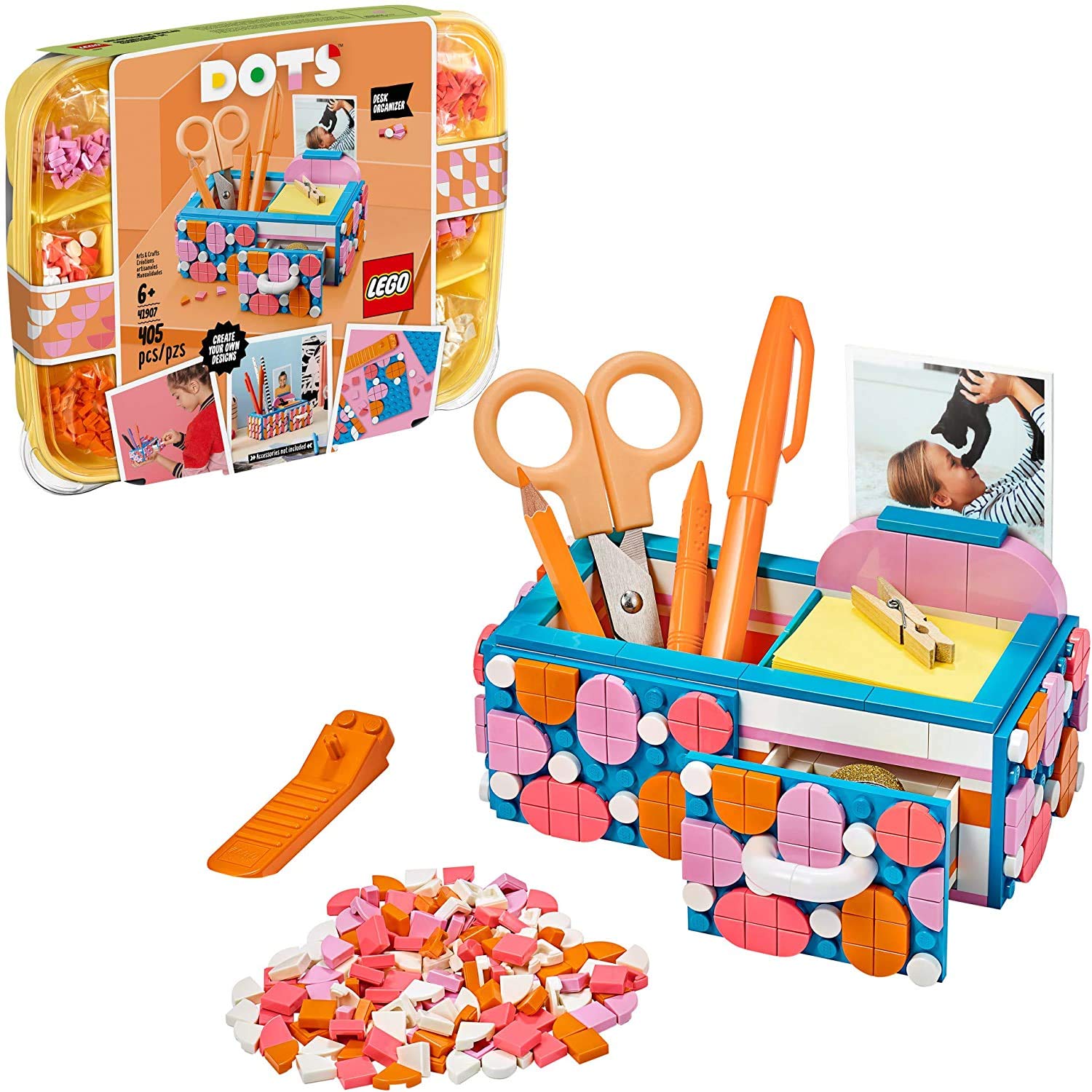 LEGO DOTS Desk Organizer 41907 DIY Craft Decorations Kit for Kids who Like Designing and Redesigning Their Own Room Decor Items to Use, Makes a Fun and Inspirational Gift (405 Pieces)