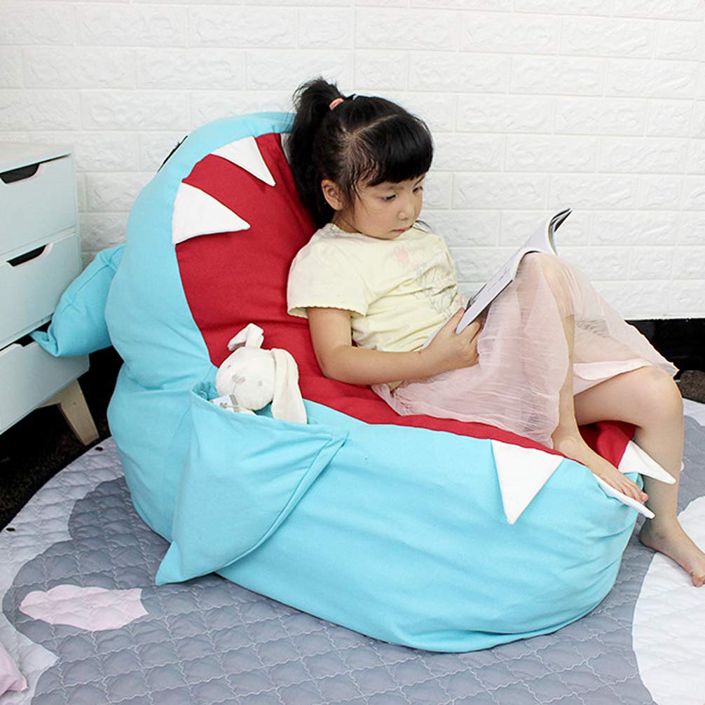 DreamsEden Shark Stuffed Animal Storage Bag Chair Dual-use Toy Organization Seat for Kids, Bag Only No Stuffing (Blue)