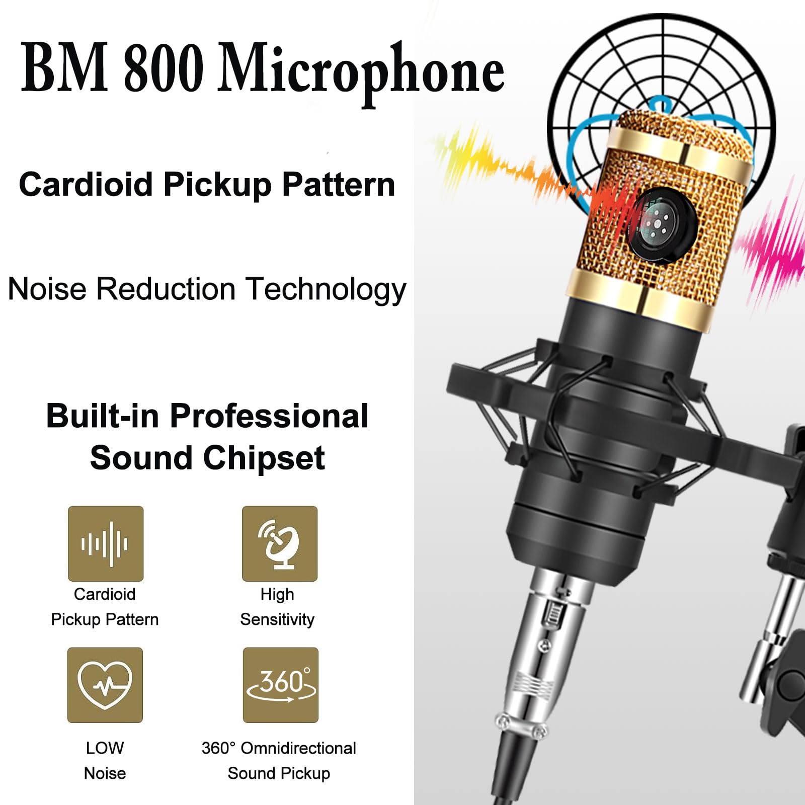 Podcast Equipment Bundle, Audio Interface with Voice Changer and BM800 Condenser Microphone, Recording Studio Package Perfect for Recording, Broadcasting, Live Streaming, YouTube, TikTok (BM800-V8B)